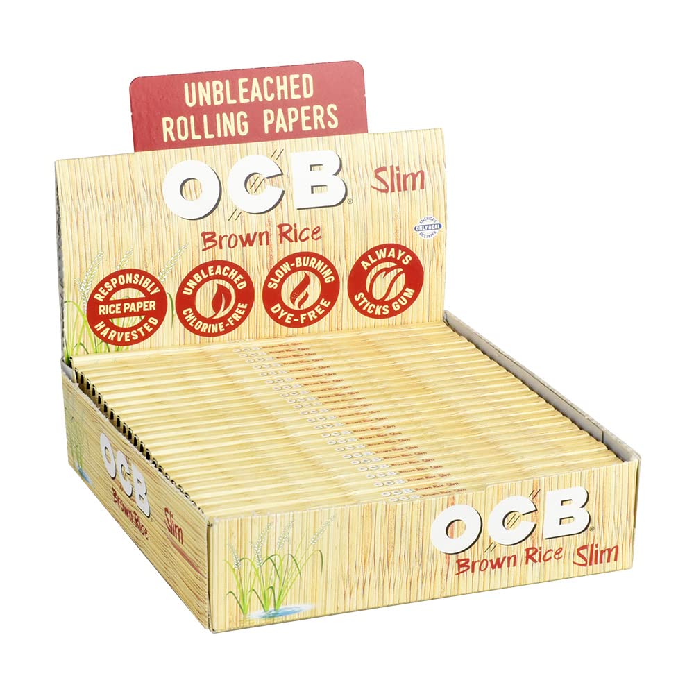OCB UNBLEACHED BROWN RICE PAPER SLIM 24/PK INDIVIDUAL – GRASS.COM.MX