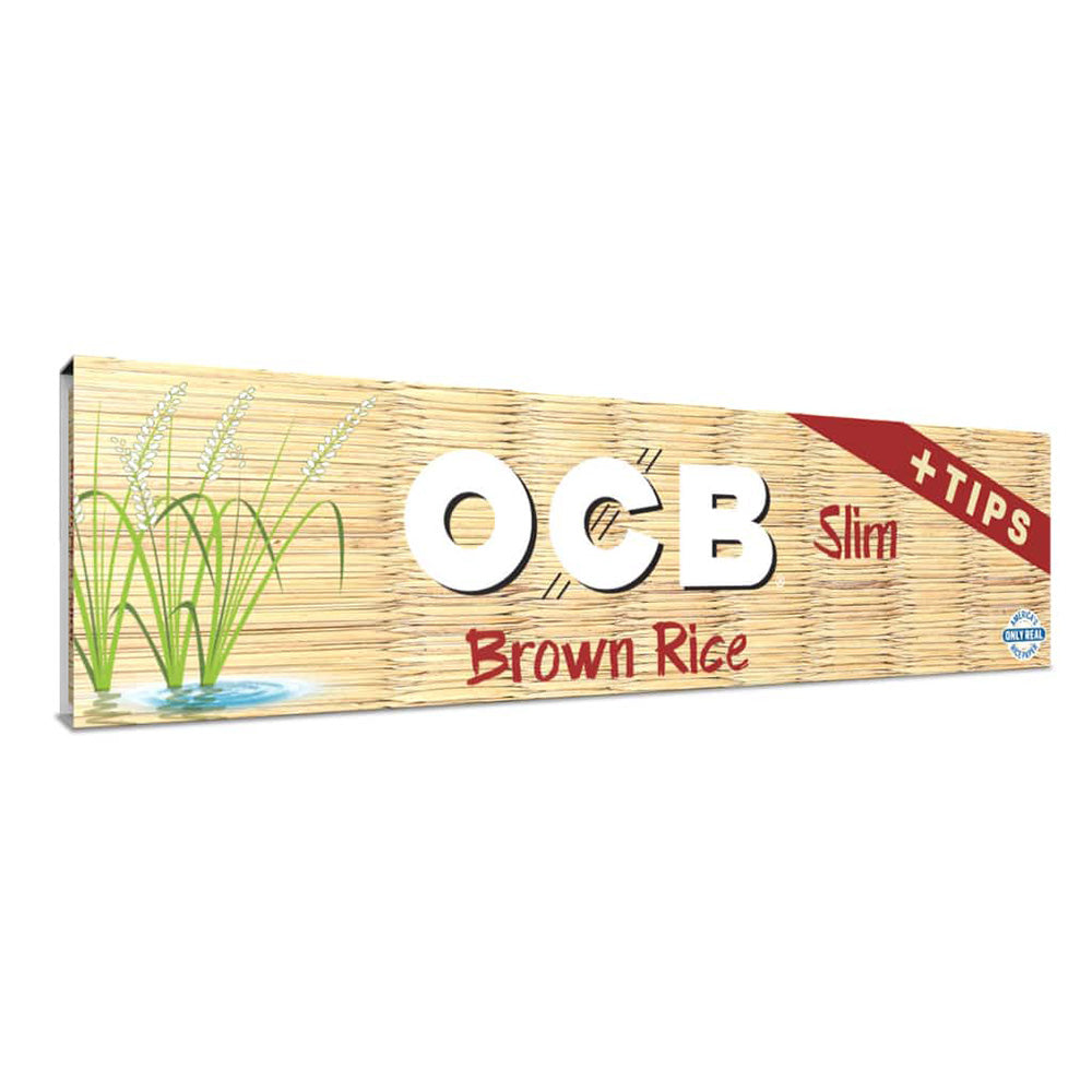OCB UNBLEACHED BROWN RICE SLIM PAPER + TIPS 24/PK INDIVIDUAL – GRASS.COM.MX